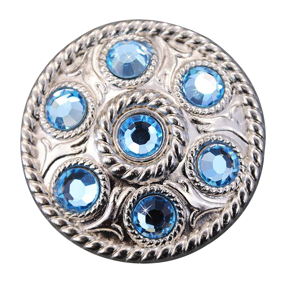Set of 8 Blue Crystal Rhinestone Wheel Conchos Bling Headstall Tack ...